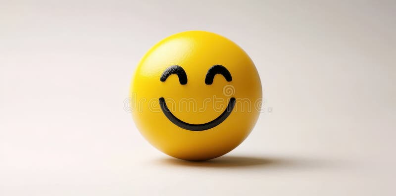 Yellow 3D Sphere with a Smiling Face Stock Illustration - Illustration ...