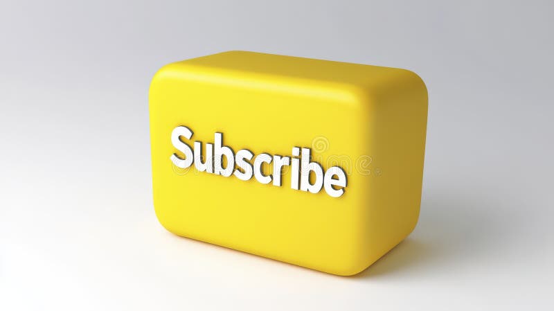 Yellow 3D Subscribe Button on White Background Stock Illustration ...