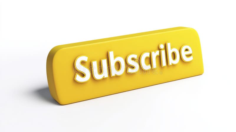 Yellow 3D Subscribe Button on White Background Stock Illustration ...
