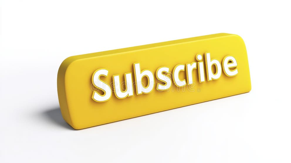 Yellow 3D Subscribe Button on White Background Stock Illustration ...