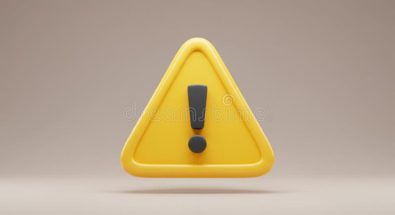 Yellow 3D Triangle Warning Sign with Exclamation Mark Stock ...