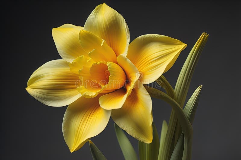 Yellow Daffodil on a Dark Background. Studio Photography Stock Image ...