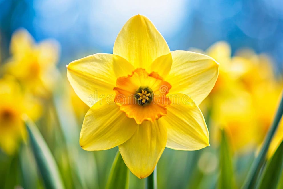 Yellow Daffodil in Spring stock illustration. Illustration of bloom ...