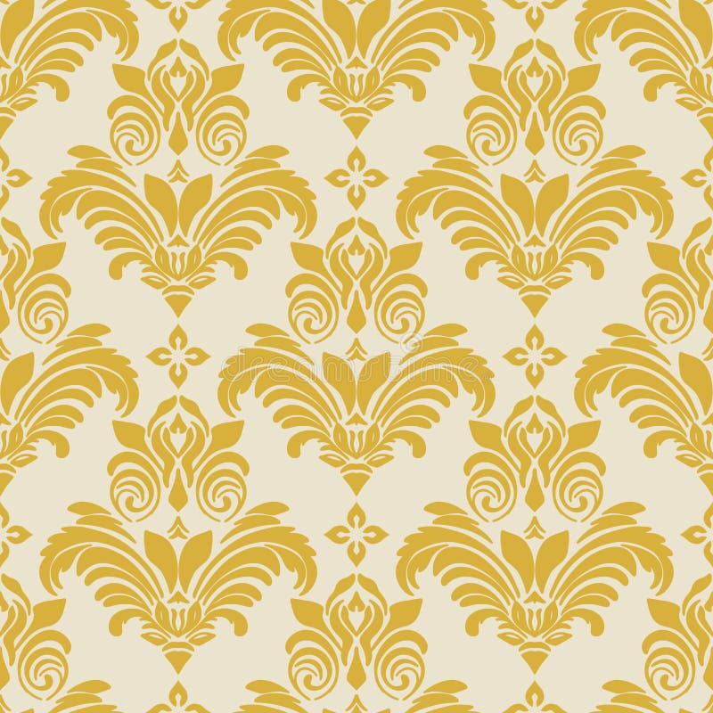 Yellow Damask Luxury Decorative Textile Pattern. Stock Vector ...