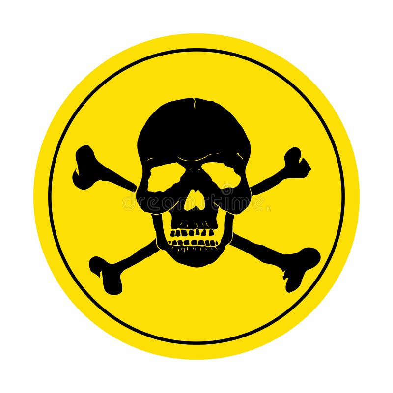 Yellow Danger Sign with Skull. Round Danger Sign Stock Vector ...