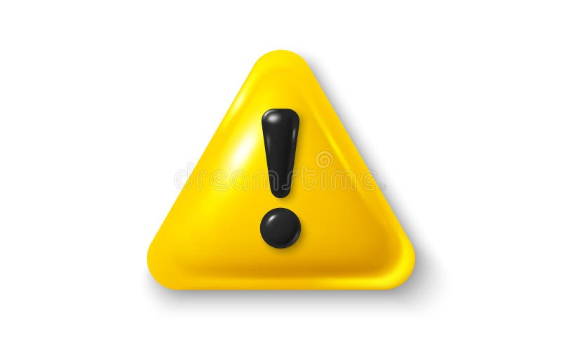 Yellow Danger Warning Triangle 3d Icon. Alert, Caution or Emergency ...