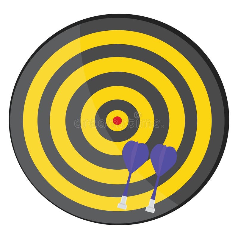 Yellow Dart board, icon stock vector. Illustration of accurate - 261384471