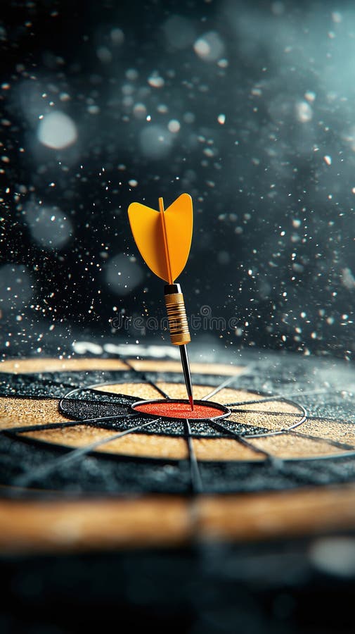 Yellow Dart Hitting the Center of a Target Stock Illustration ...