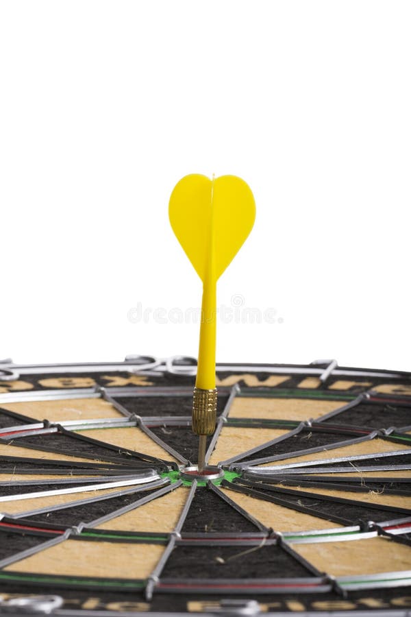 Yellow Dart Hitting the Middle of Dartboard Stock Photo - Image of ...