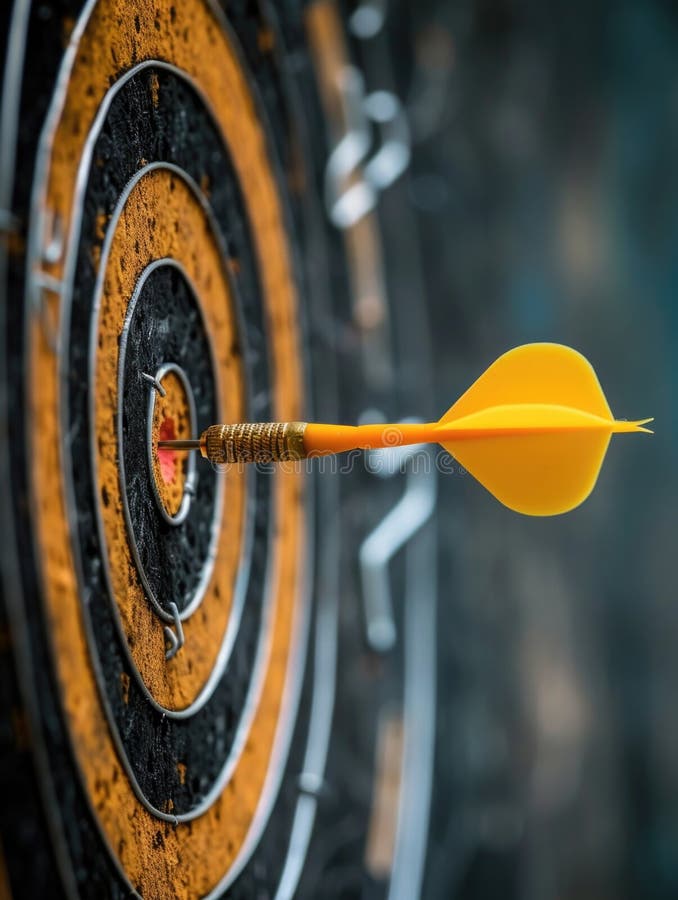 A Yellow Dart is Shot through a Black Target Stock Photo - Image of ...