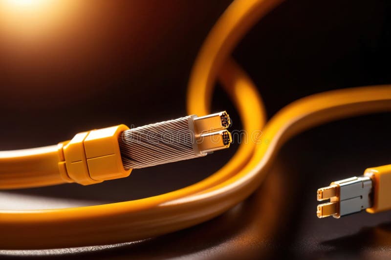 Yellow Data Cables, Computer Technolocy ICT Data Transfer Wires Stock ...