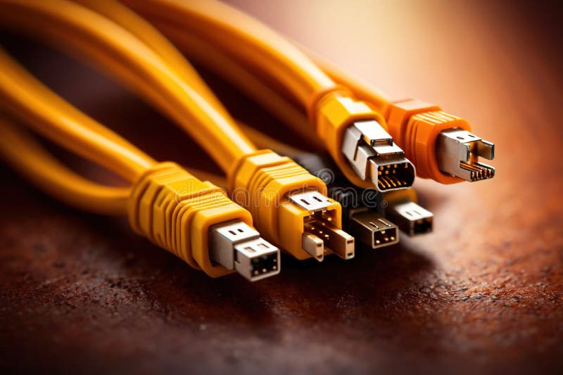 Yellow Data Cables, Computer Technolocy ICT Data Transfer Wires Stock ...