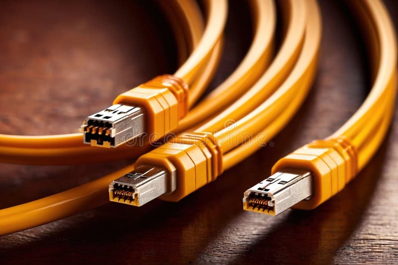 Yellow Data Cables, Computer Technolocy ICT Data Transfer Wires Stock ...