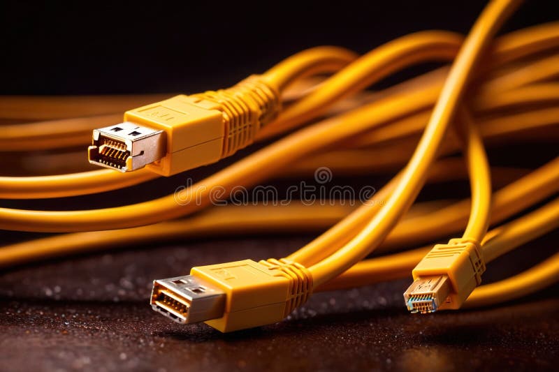 Yellow Data Cables, Computer Technolocy ICT Data Transfer Wires Stock ...