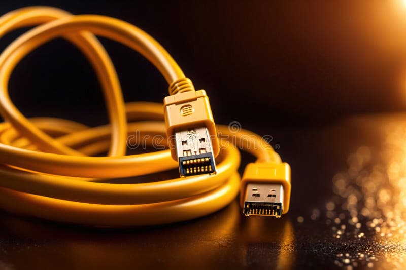 Yellow Data Cables, Computer Technolocy ICT Data Transfer Wires Stock ...