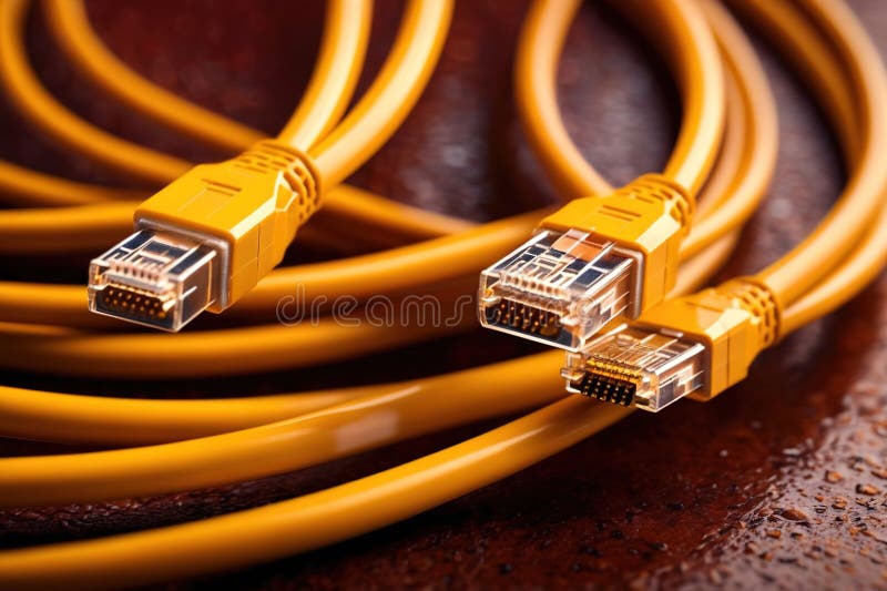 Yellow Data Cables, Computer Technolocy ICT Data Transfer Wires Stock ...