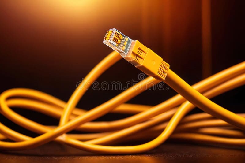 Yellow Data Cables, Computer Technolocy ICT Data Transfer Wires Stock ...