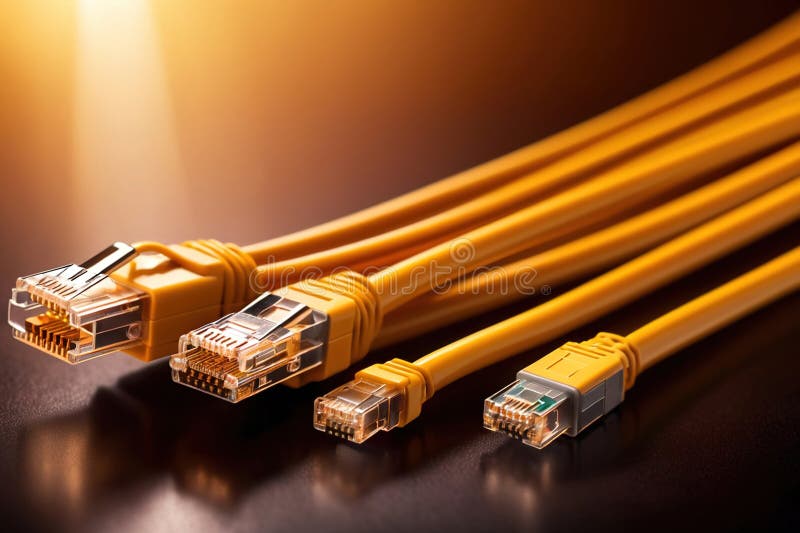 Yellow Data Cables, Computer Technolocy ICT Data Transfer Wires Stock ...