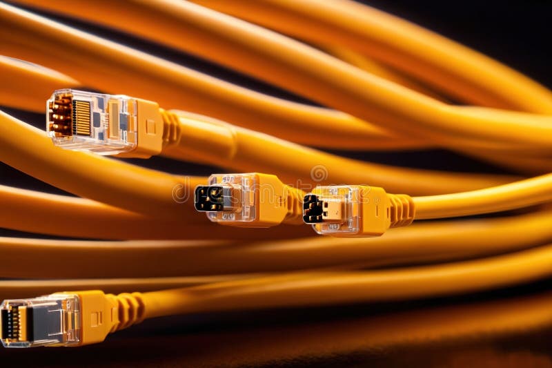 Yellow Data Cables, Computer Technolocy ICT Data Transfer Wires Stock ...