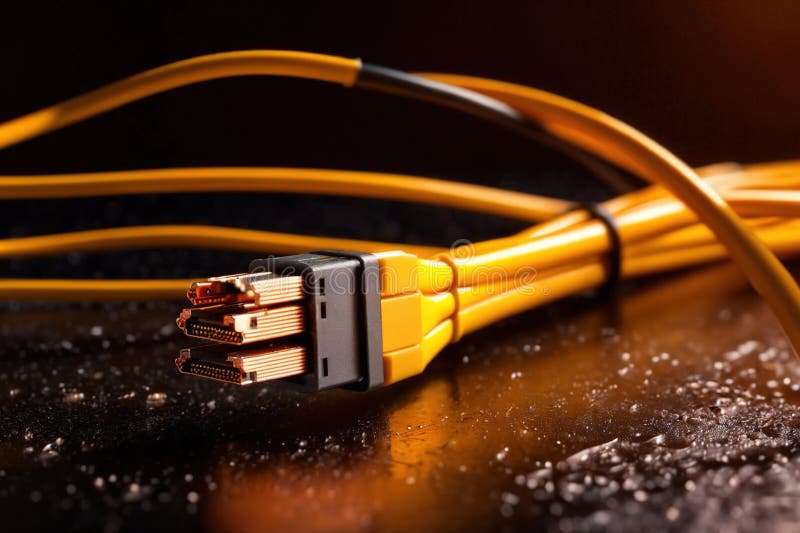 Yellow Data Cables, Computer Technolocy ICT Data Transfer Wires Stock ...