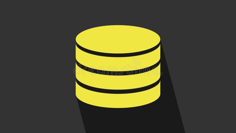 Yellow Database Icon Isolated on Grey Background. Network Databases ...