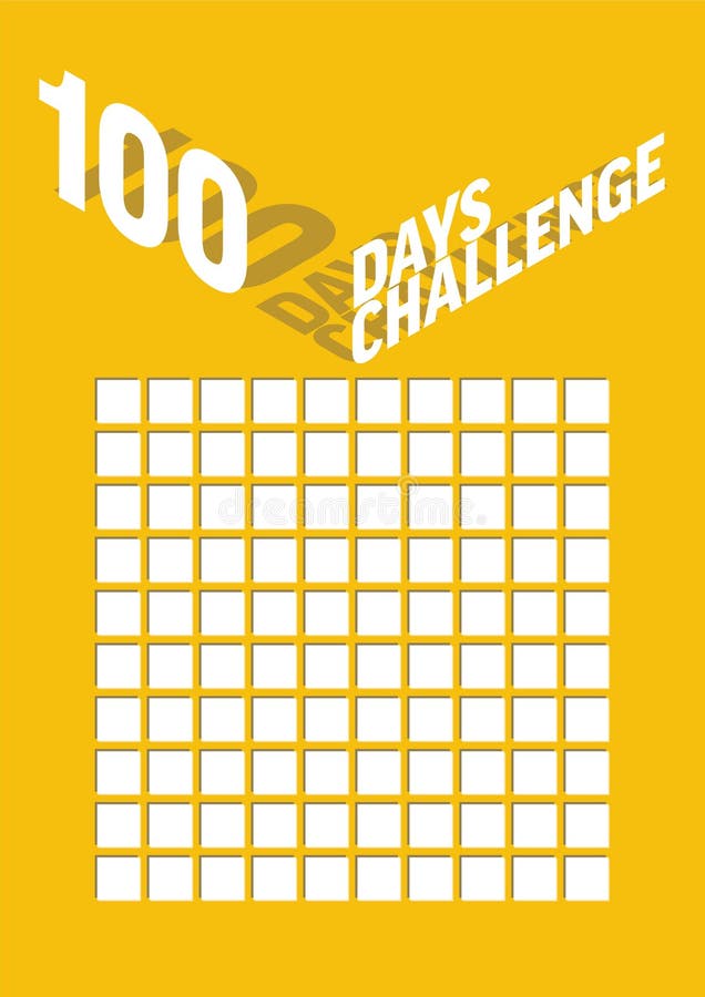Yellow 100 Days Challenge Tracker Template Ready for Print Stock Vector ...