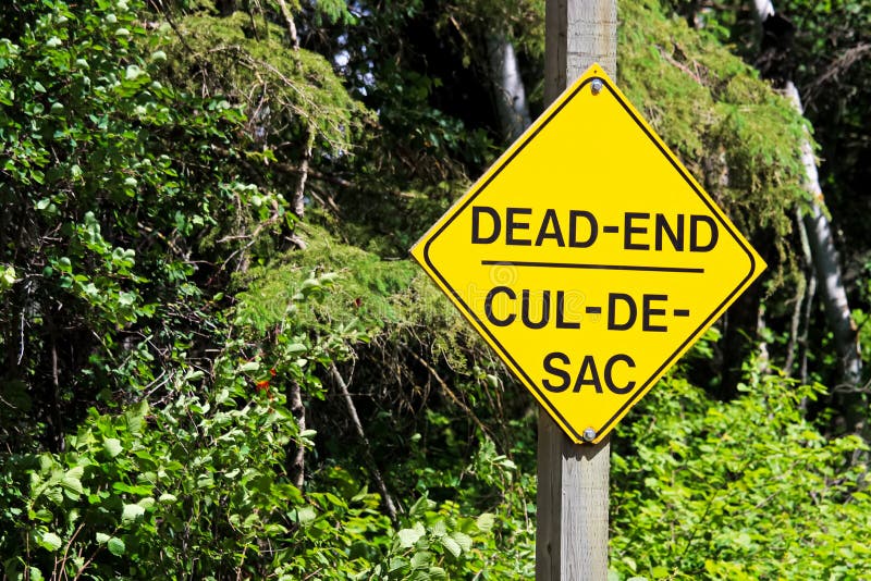 Yellow Traffic Sign With Dead End Symbol. Stock Image - Image of danger ...