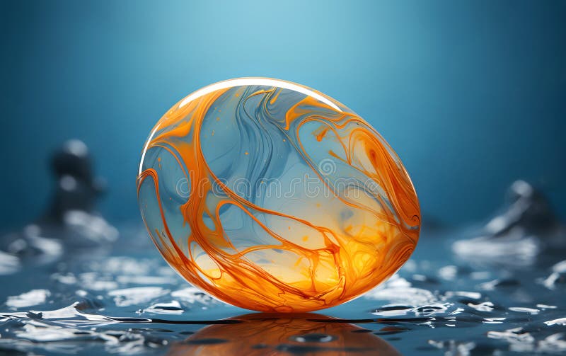 Yellow Decorative Egg on a Blue Background. Design in Creativity Stock ...