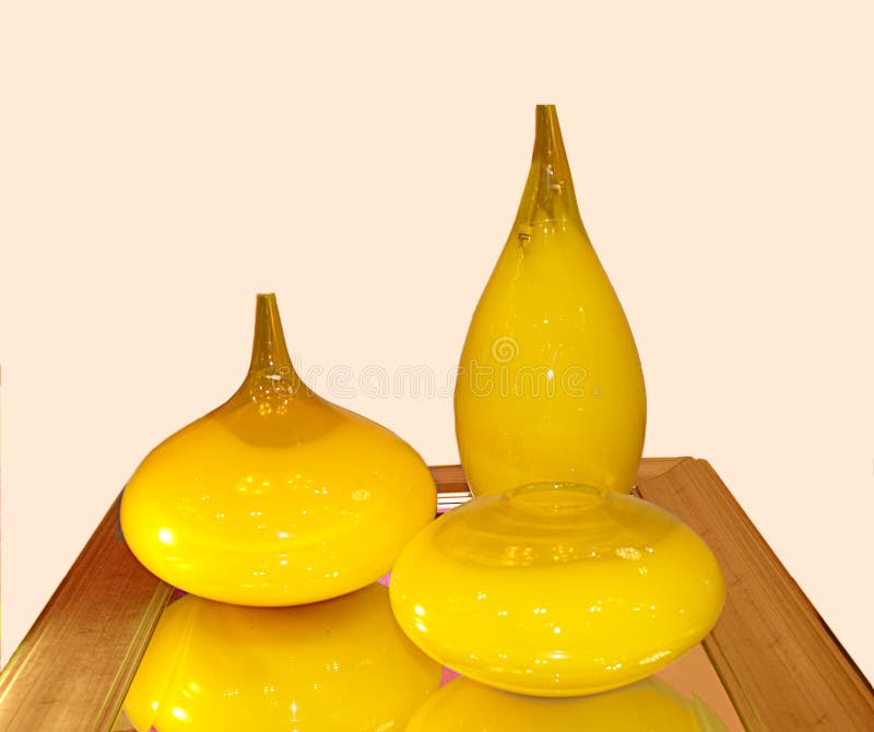 Yellow Decorative Glass Containers Stock Image - Image of glass, object ...