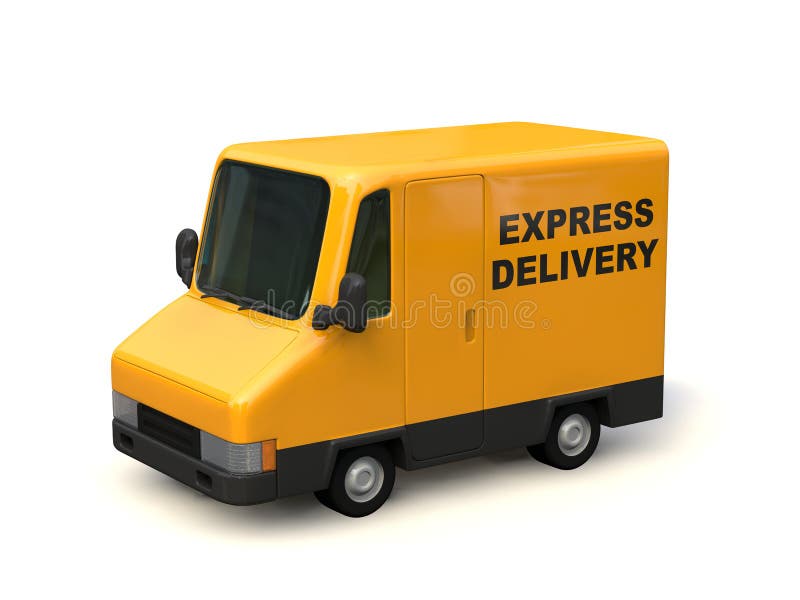 Yellow Delivery Car Seen from the Side. Stock Illustration ...