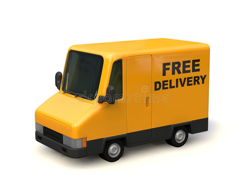 Yellow Delivery Car Seen from the Side. Stock Illustration ...