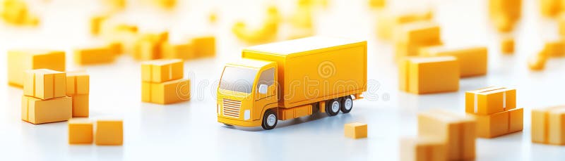 Yellow Delivery Truck Surrounded by Boxes, Symbolizing Logistics and ...