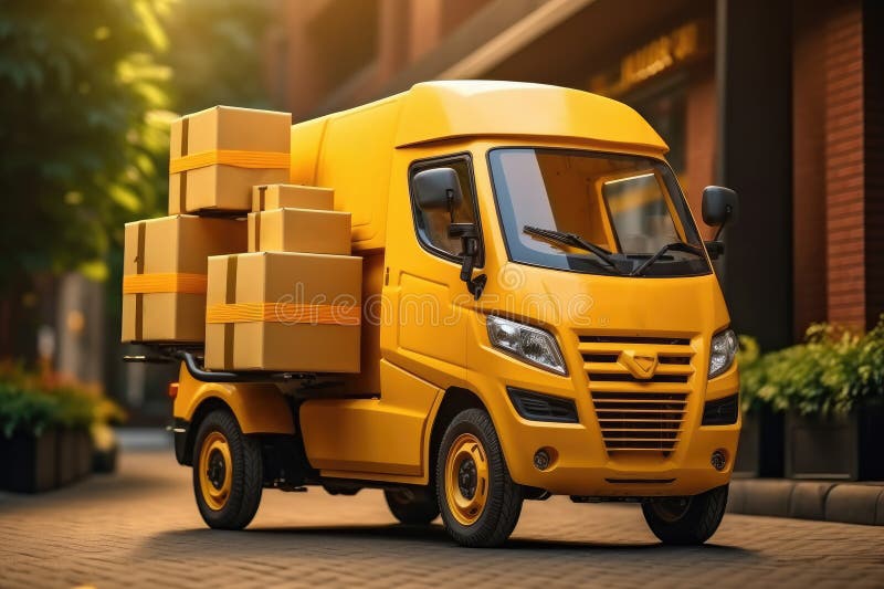 Yellow Delivery Van, Courier Service. AI Generated Stock Illustration ...