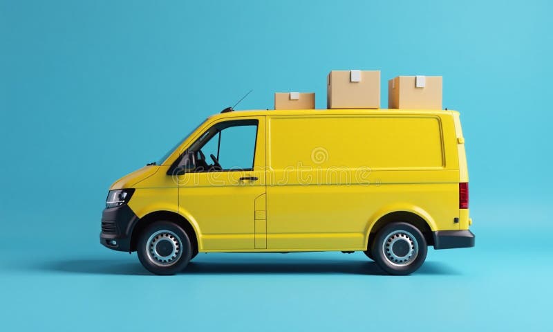 Yellow Delivery Van Cardboard Boxes Minimalist Studio Setup Stock ...