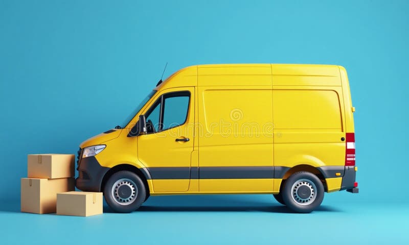 Yellow Delivery Van Cardboard Boxes Minimalist Studio Setup Stock ...