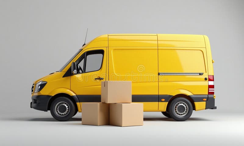 Yellow Delivery Van Cardboard Boxes Minimalist Studio Setup Stock ...