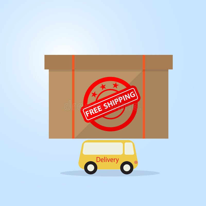 Yellow Delivery Van Carry Box on Top Flat Design Free Shipping C Stock ...