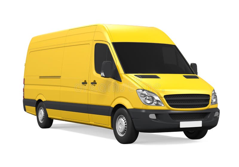 Yellow Delivery Van Isolated Stock Illustration - Illustration of ...