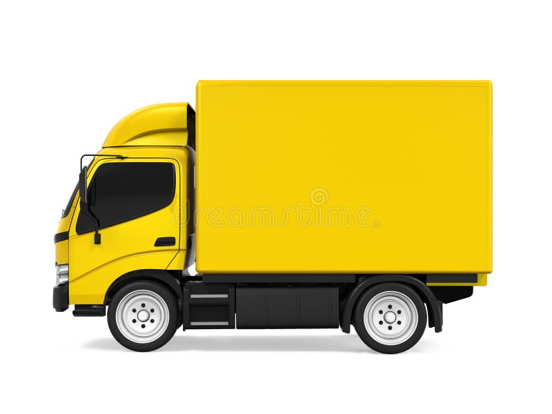 Yellow Delivery Van Vector Mockup. Isolated Vehicle Template Side ...