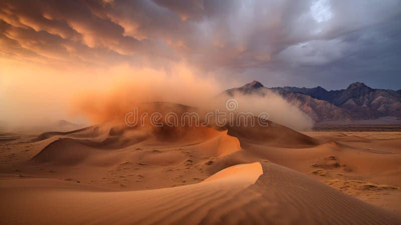 Yellow Desert and Dramatic Dusty Sky Stock Image - Image of meteorology ...