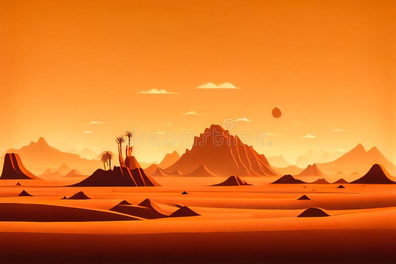 Yellow Desert Illustration. Generative AI Stock Illustration ...