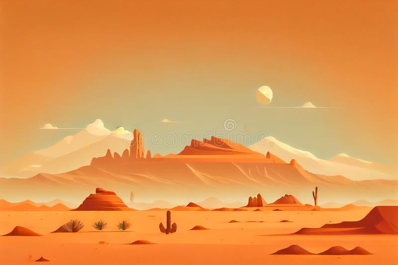 Yellow Desert Illustration. Generative AI Stock Illustration ...