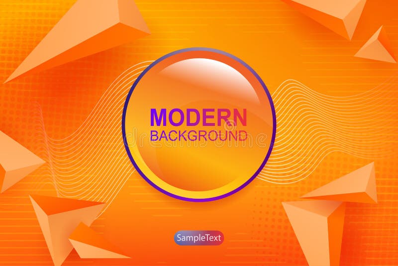 Yellow Design with Triangles with 3D Effect, Round Frame with a ...