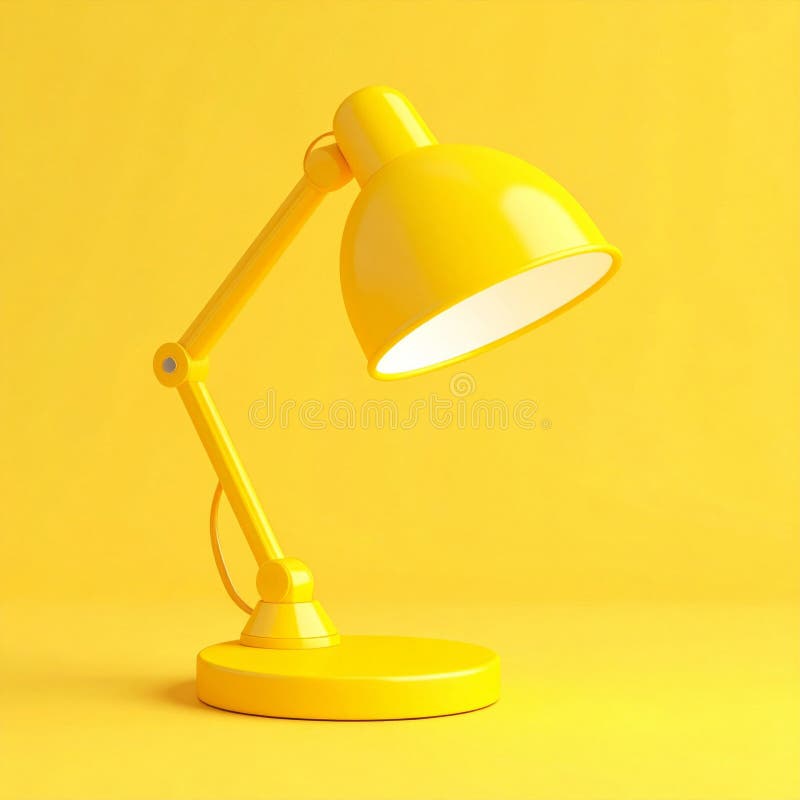 Yellow Desk Lamp on Yellow Background Stock Illustration - Illustration ...