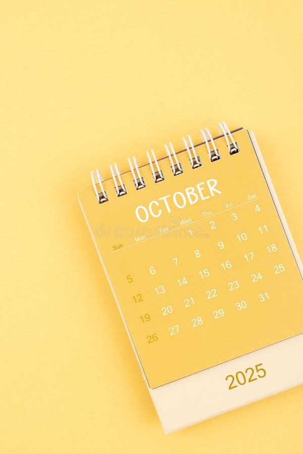 Desktop Calendar October 2025 Yellow Background Stock Photos - Free ...