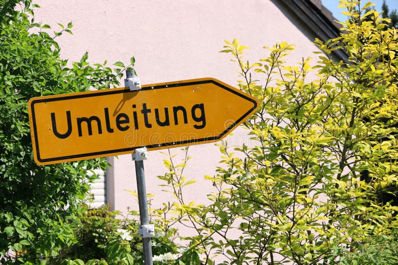 Yellow Detour Road Sign, Germany. Stock Image - Image of umleitung ...