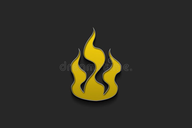 Dark Glowing Yellow 3d Logo of Fire Burning Shape on Dark Black ...