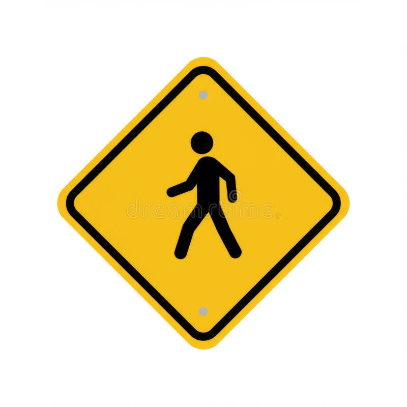 Yellow Diamond Pedestrian Crossing Sign Stock Illustration ...