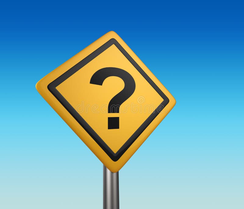 Yellow Diamond Shaped Road Sign with Question Mark. Stock Illustration ...