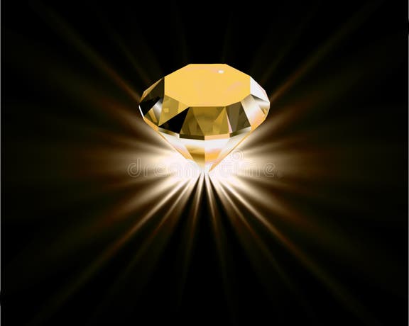 Yellow diamond. Vector stock vector. Illustration of reflection - 29849285